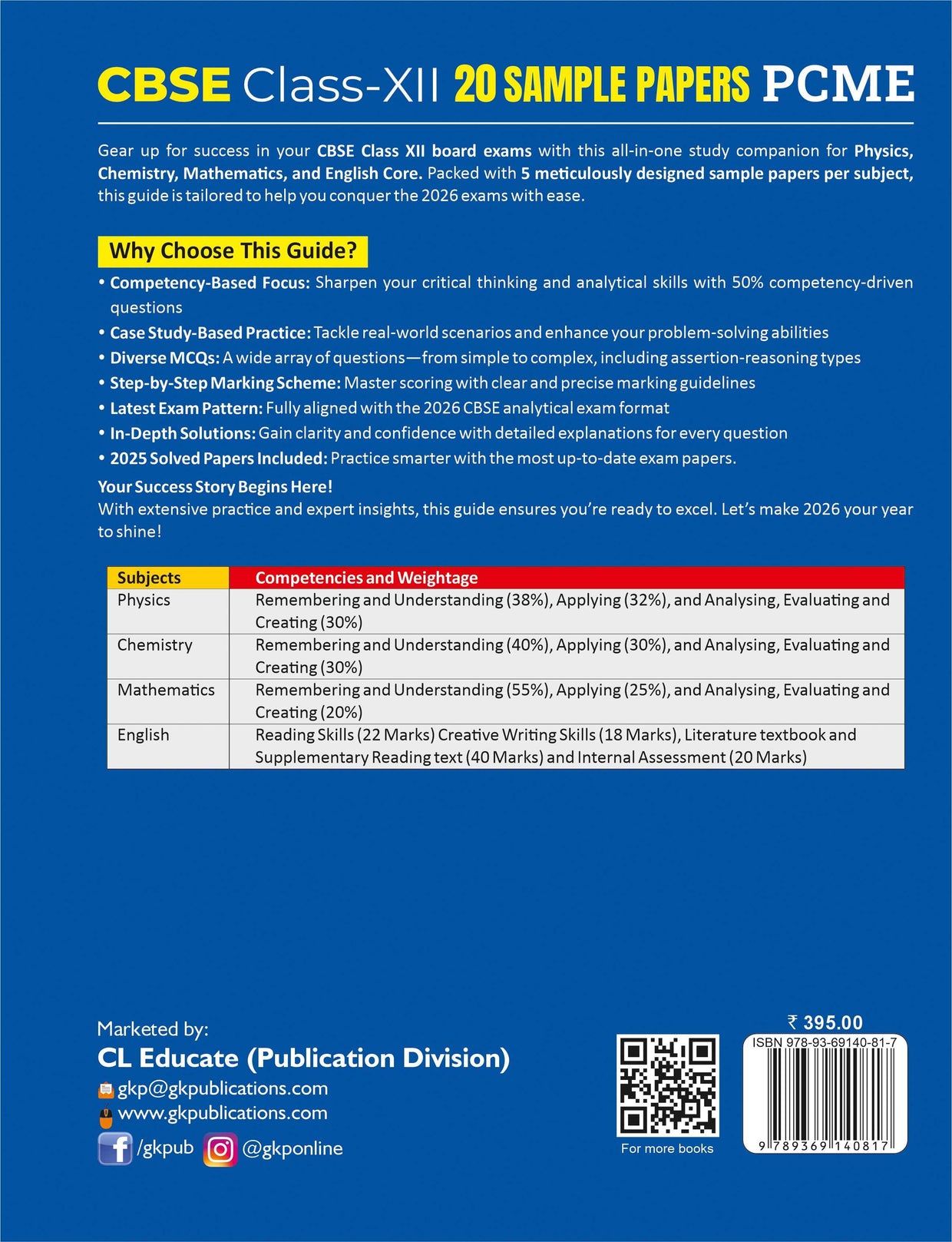 Buy CBSE Class-12 2026: PCME - 20 Sample Papers (Physics, Chemistry ...